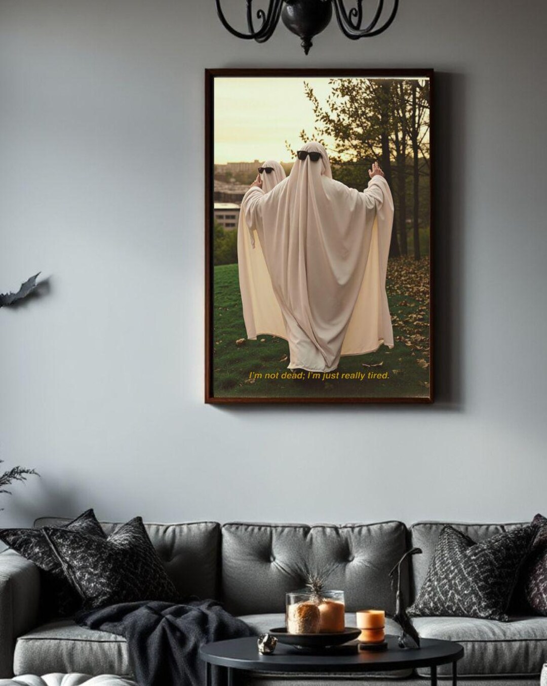 Vintage Demure Ghost With Sunglasses Yellow Subtitle Halloween Wall Art ...