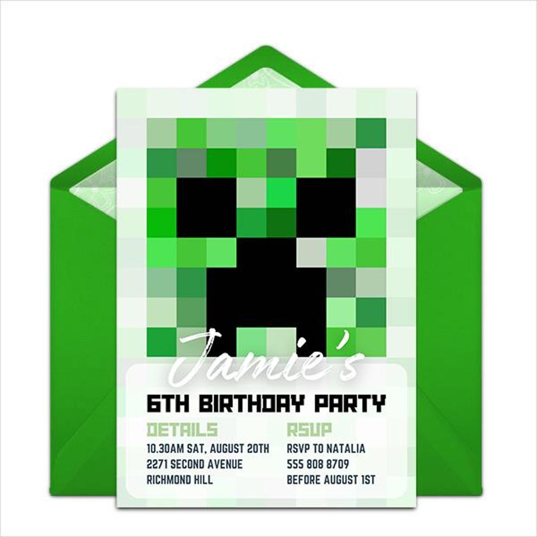 Minecraft Party Editable Invitation, Minecraft Birthday Party Evite ...