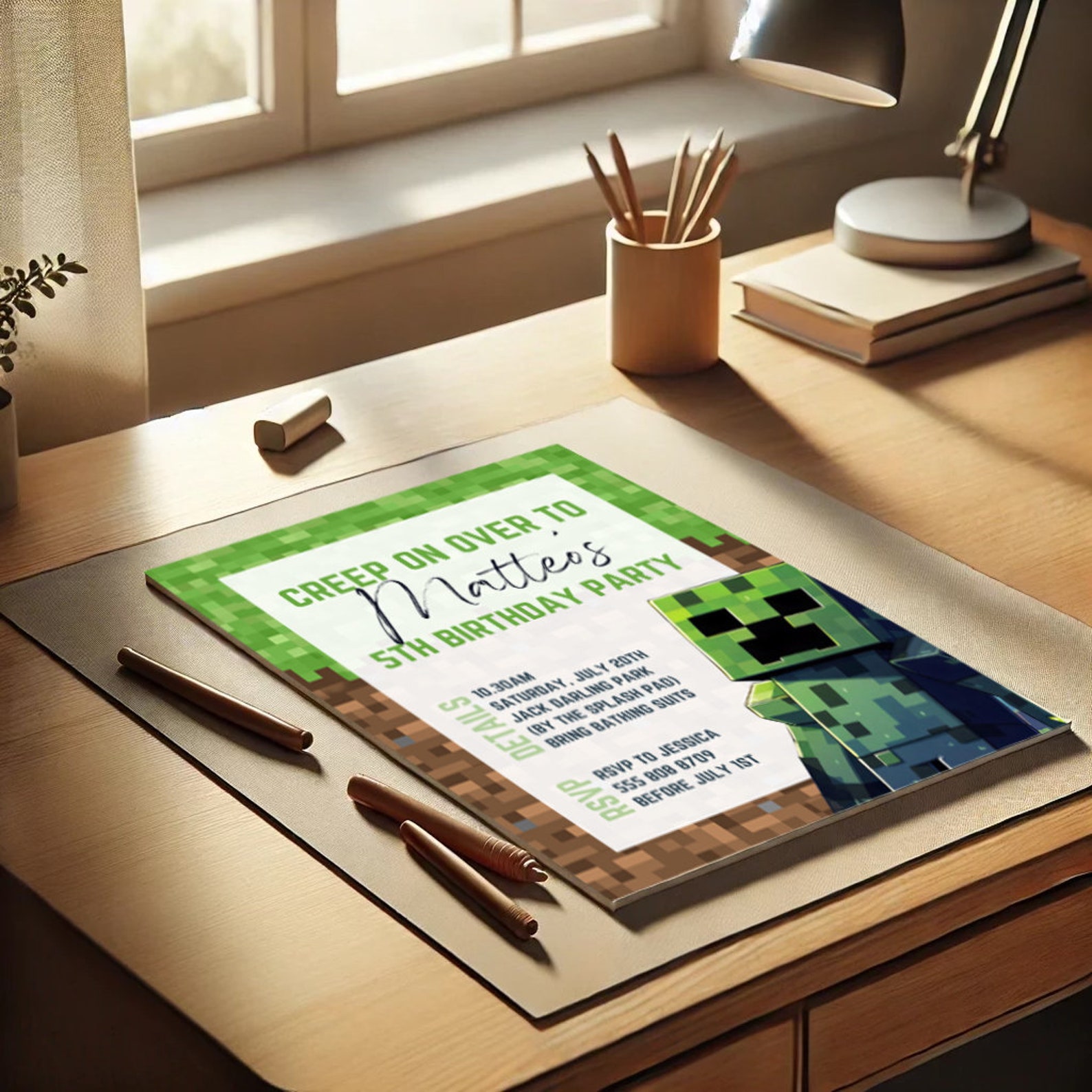 Minecraft Party Editable Invitation, Minecraft Birthday Party Evite ...