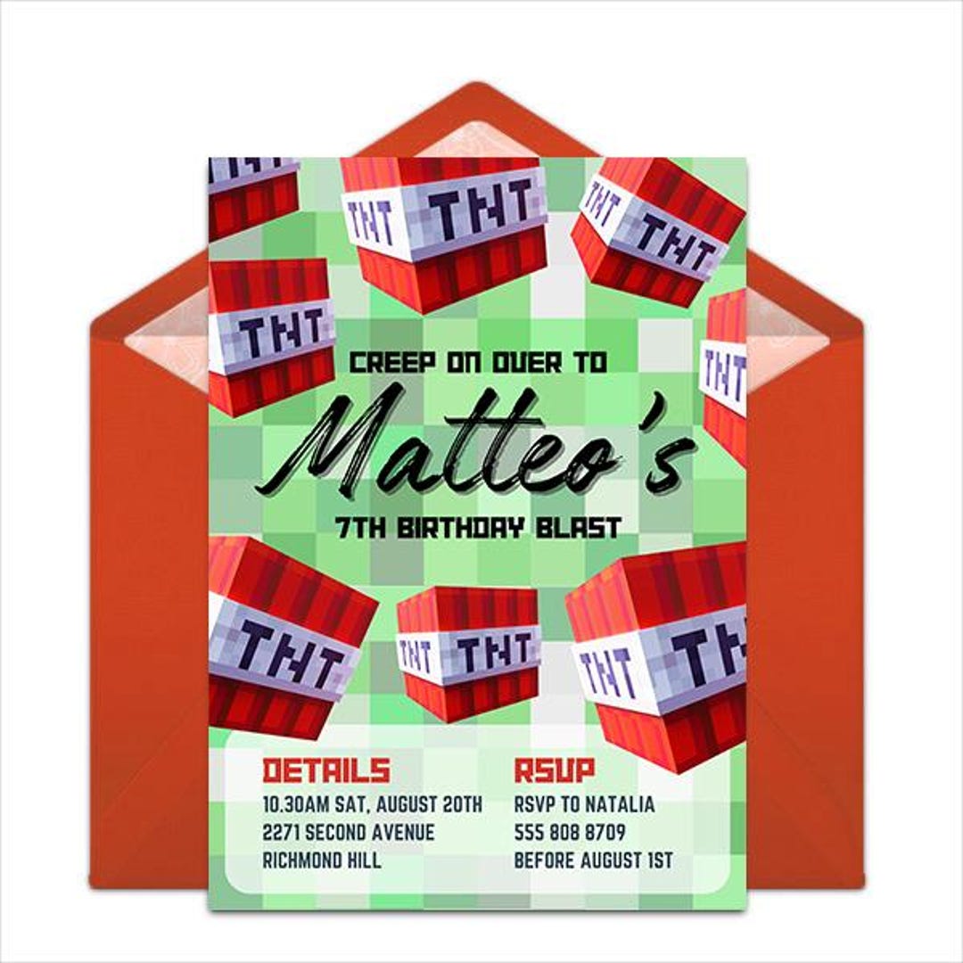 Minecraft Party Editable Invitation, Minecraft Birthday Party Evite ...