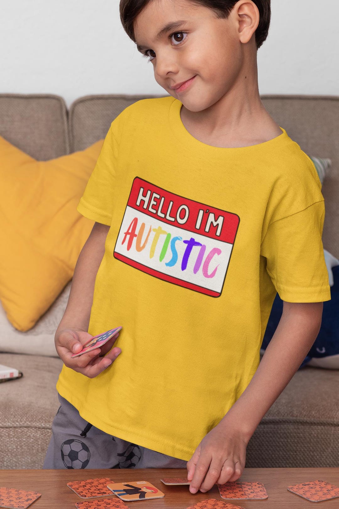 Hello Im Autistic Name Tag Kids Cotton Tee - Etsy