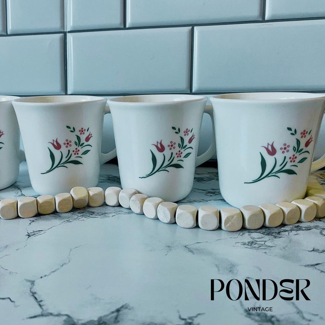 Vintage Mugs 4 Corning Ware, Corelle, Rosemarie Tulip Pattern - Etsy