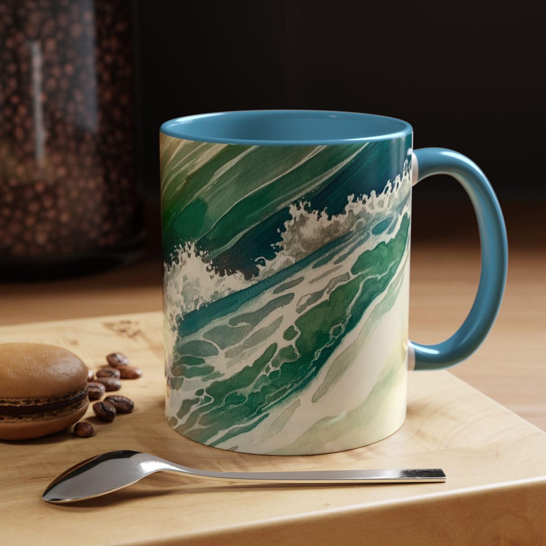 Ocean Wave Accent Coffee Mug Surfing Gift for Beach Lovers Coastal ...
