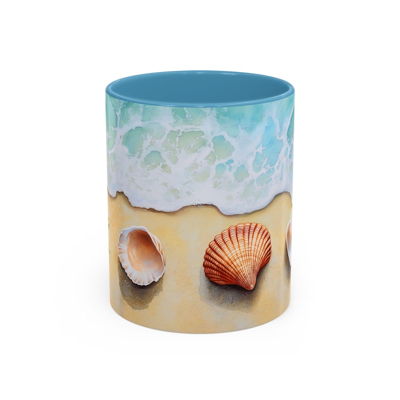 Coastal Charm Coffee Mug Beach Lover Gift Ocean Decor Seashell Tea Cup ...