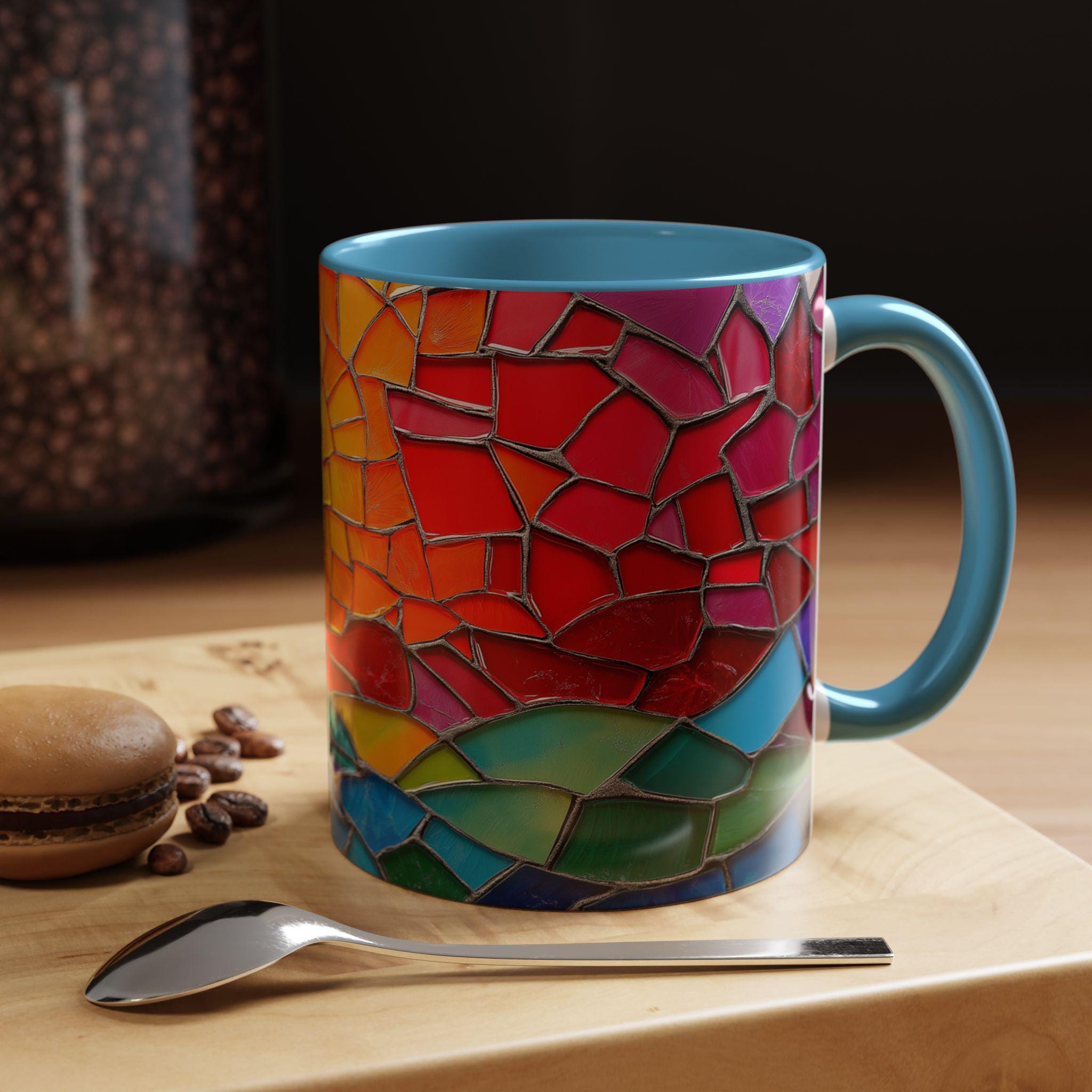 Vibrant Mosaic Sunset Coffee Mug Colorful Ceramic Cup Unique Gift for ...