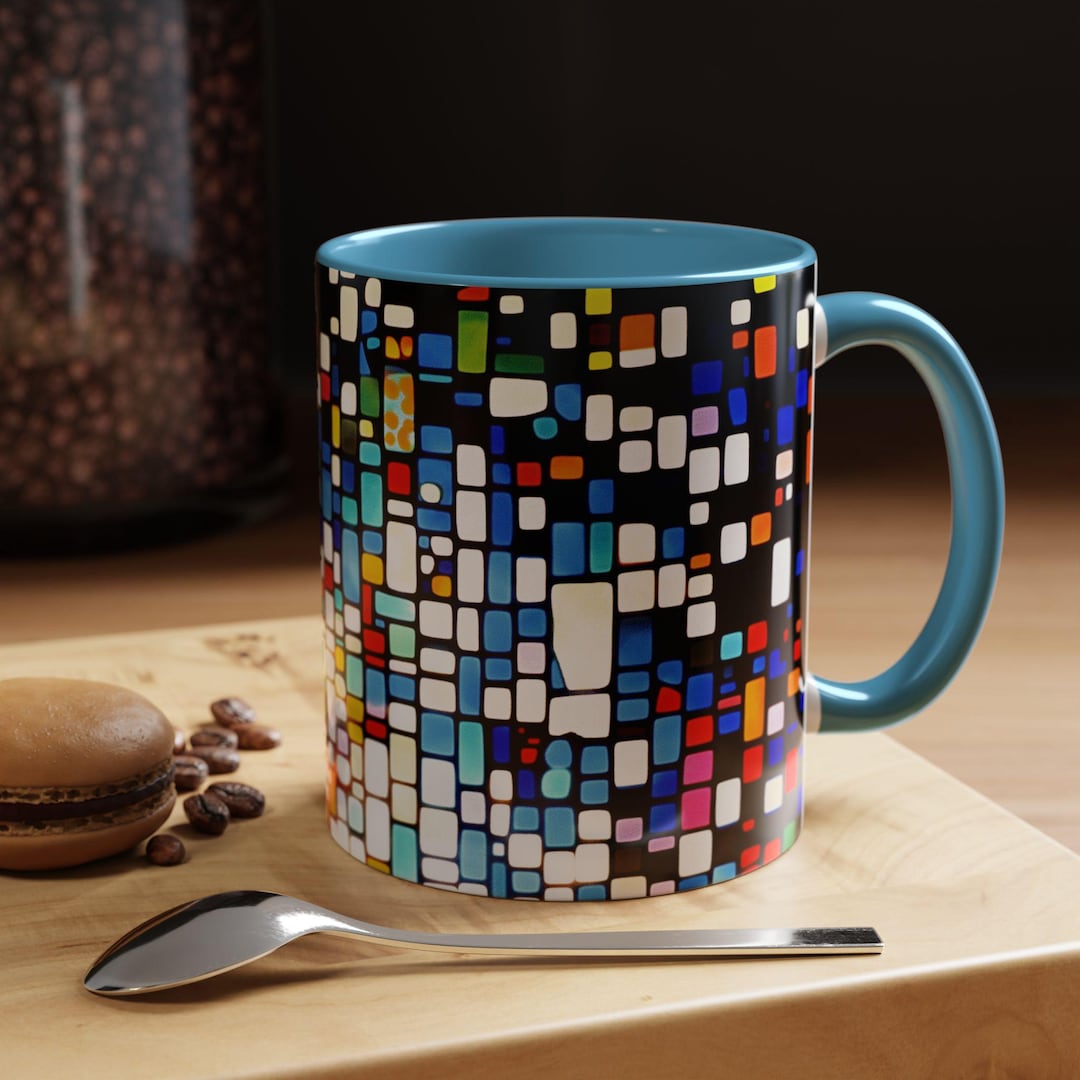 Colorful Mosaic Accent Coffee Mug Vibrant Unique Drinkware for Home or ...