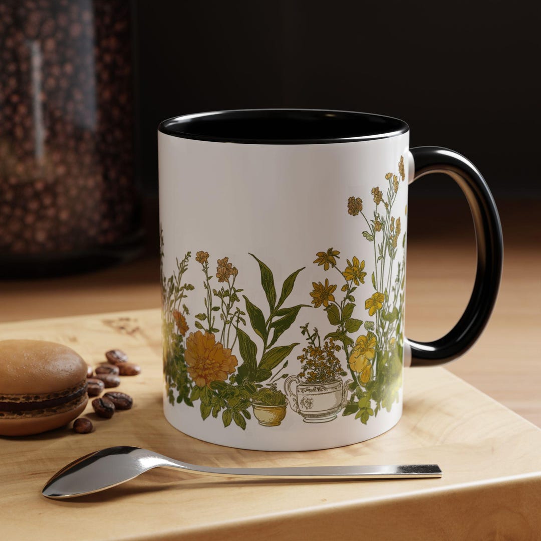 Botanical Garden Accent Coffee Mug Nature Lover Gift Floral Coffee Cup ...