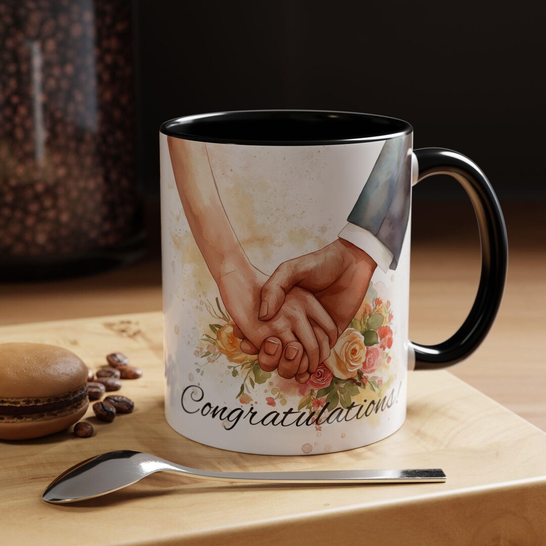 Congratulations Accent Coffee Mug Wedding Gift Engagement Mug Couple's ...