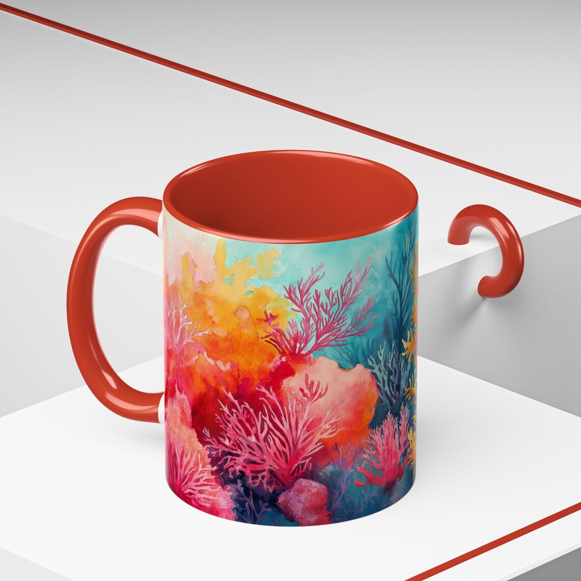 Vibrant Coral Reef Coffee Mug Ocean Lover Gift Beach Décor Colorful Mug ...