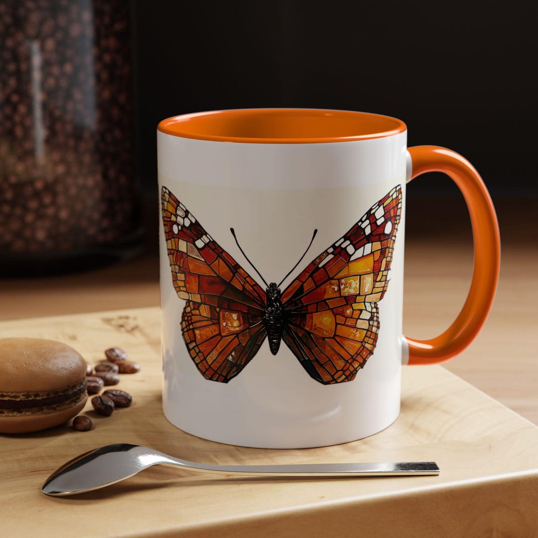Butterfly Mosaic Accent Coffee Mug Artistic Butterfly Mug, Unique Gift ...