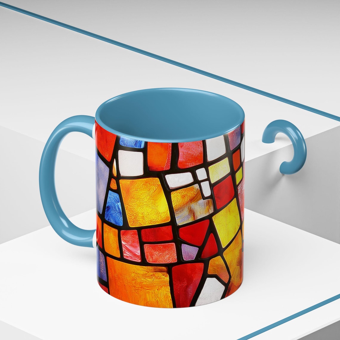 Colorful Stained Glass Coffee Mug Perfect Gift for Art Lovers Home ...