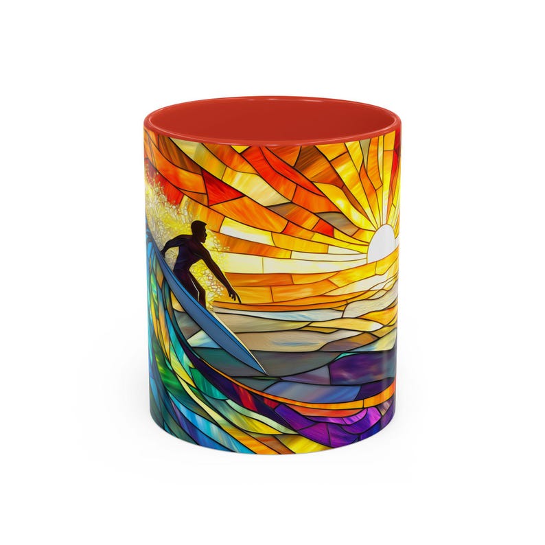 Stained Glass Style Surfer Coffee Mug Colorful Beach Mug Surfing Gift ...