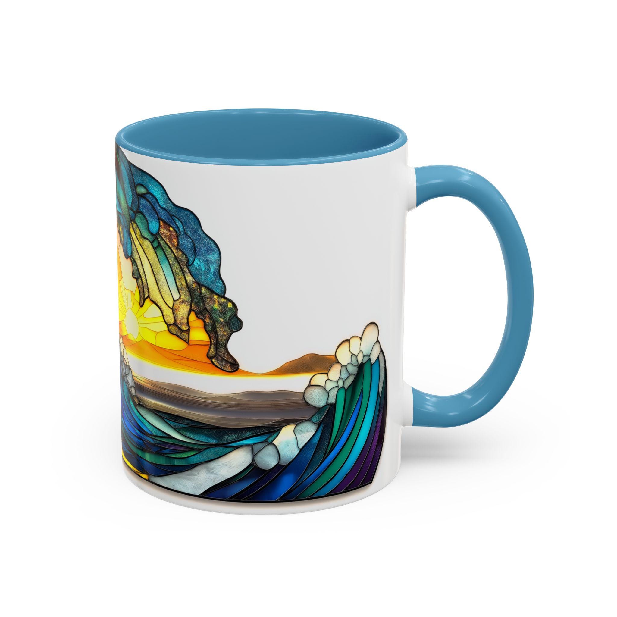 Stained Glass Style Ocean Wave Coffee Mug Beach Decor Gift for Surf ...