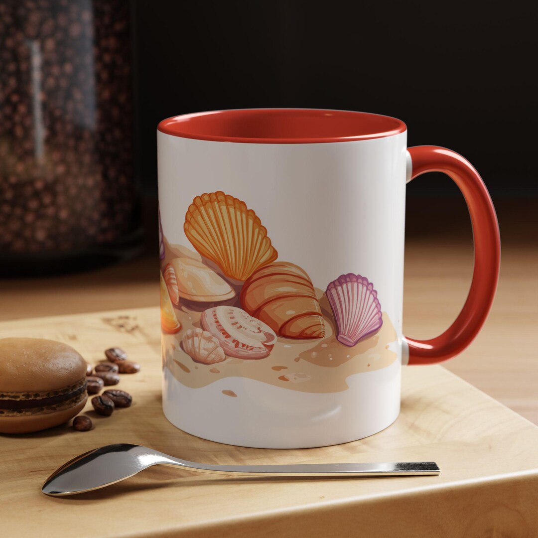 Ocean Shells Accent Coffee Mug, Beach Lover Gift, Sea Shells Mug ...