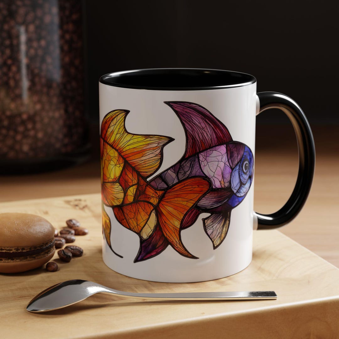 Stained Glass Fish Coffee Mug, Colorful Fish Mug, Unique Gift for ...