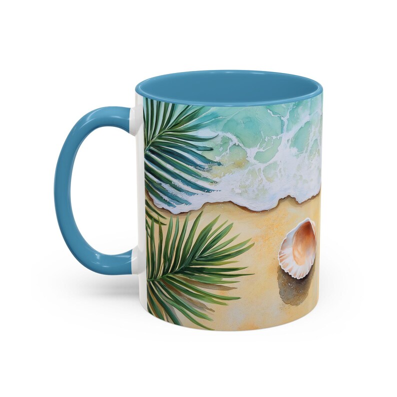 Coastal Charm Coffee Mug Beach Lover Gift Ocean Decor Seashell Tea Cup ...