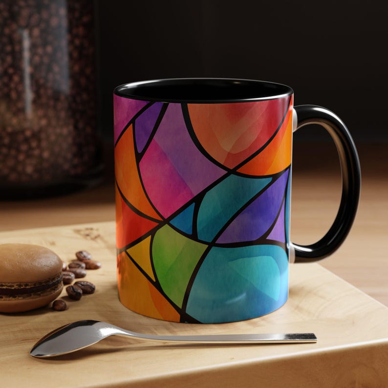 Colorful Stained Glass Style Coffee Mug Vibrant Mugs for Home Unique ...