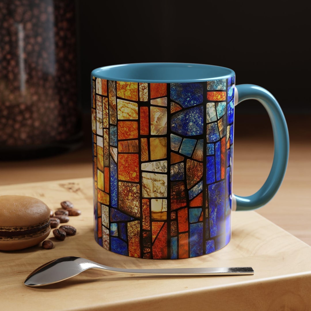 Stained Glass Coffee Mug Vibrant Decorative Cup 11oz Drinkware Unique ...