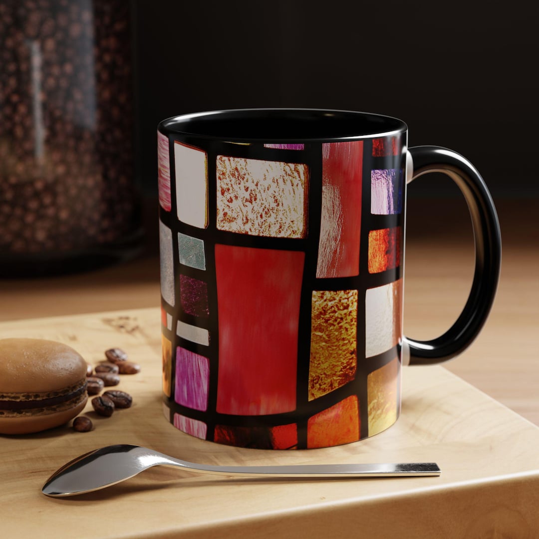 Colorful Stained Glass Coffee Mug Vibrant Art Kitchen Cup Unique Gift ...