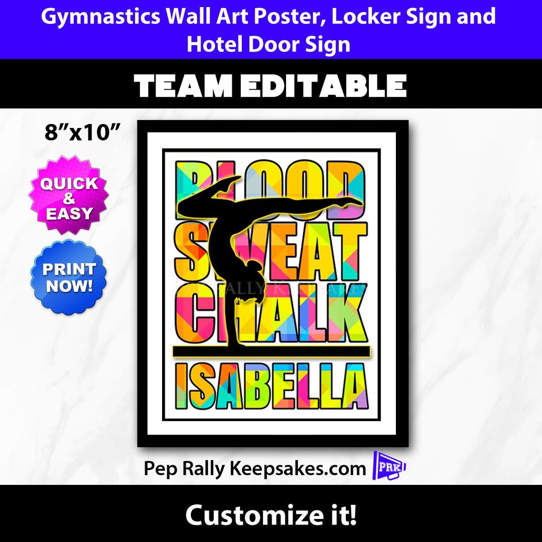 Personalized Gymnastics Poster, Gymnastics Wall Art Print for Girls ...