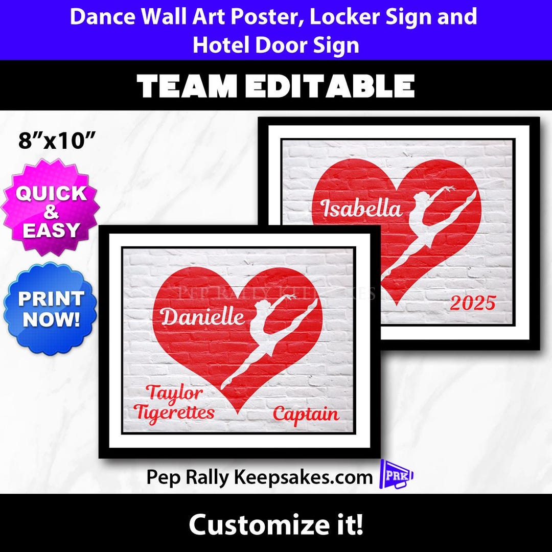 Dance Locker Sign, Hotel Door Sign and Wall Art Poster With Heart to ...