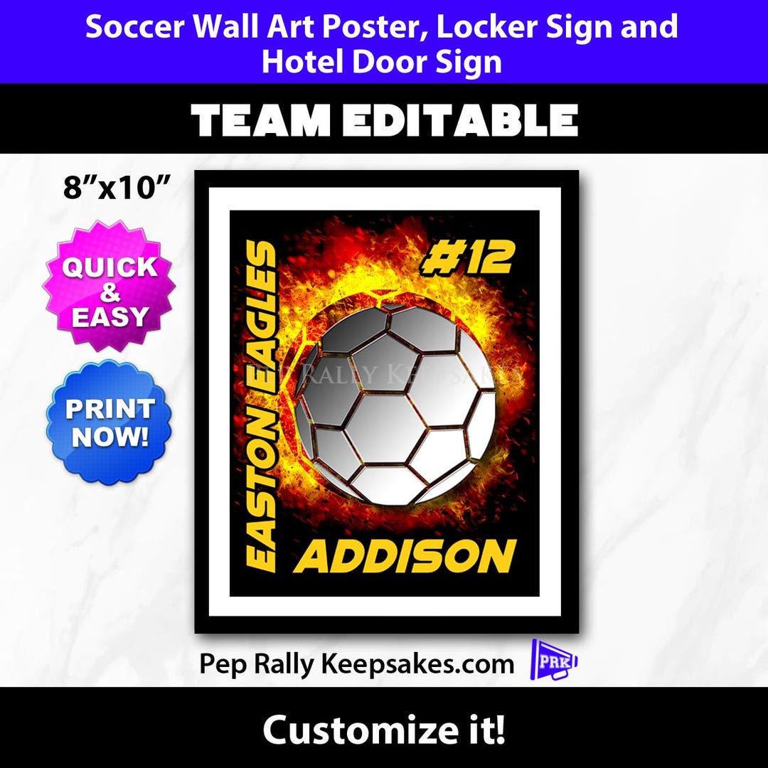 Soccer Lock Sign, Hotel Door Sign and Wall Art Poster With Metal and ...