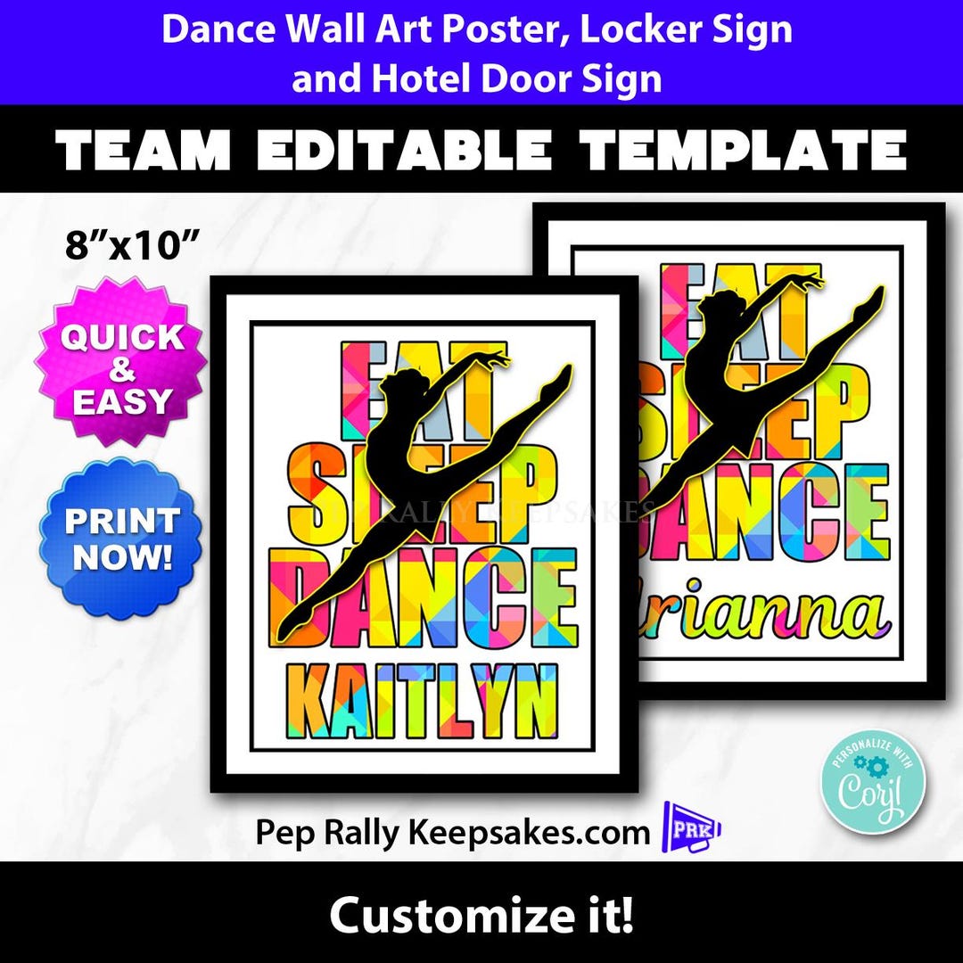 Dancer Locker Sign, Hotel Door Sign and Wall Art Poster to Personalize ...
