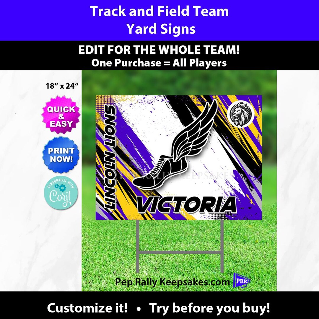 Track and Field Yard Sign Template, Grunge Design, 18x24 Printable for ...