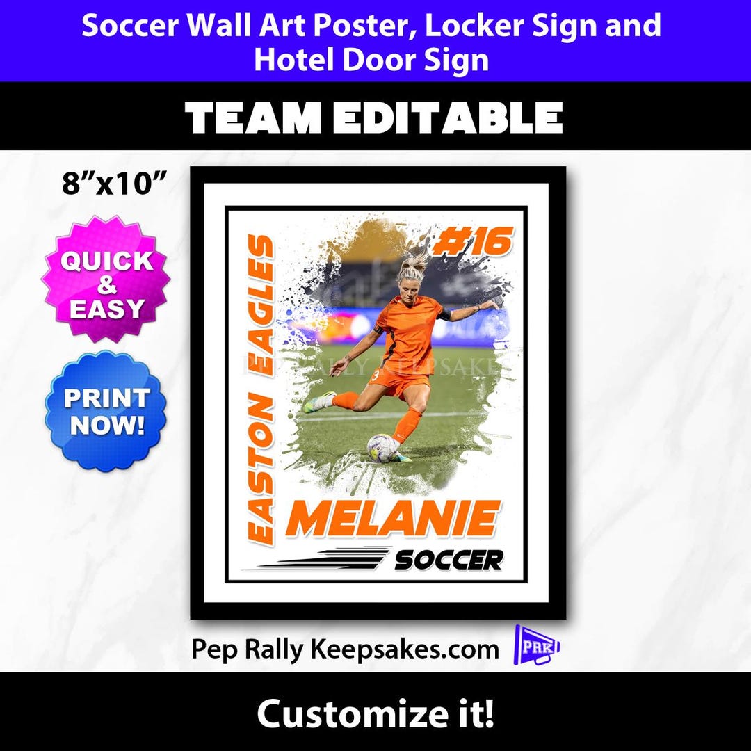 Soccer Locker Sign, Hotel Door Sign and Wall Art Poster With Photo to ...