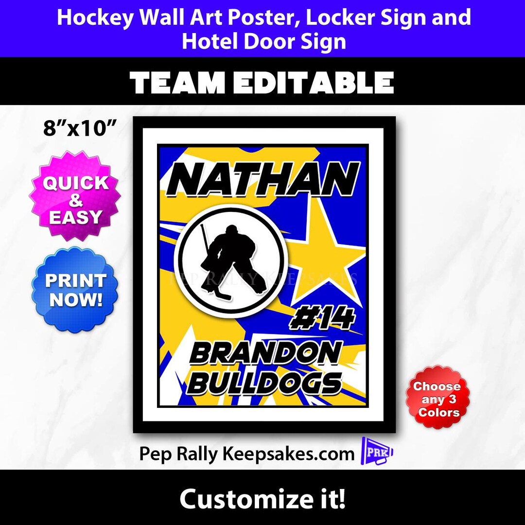 Hockey Goalie Poster, Hockey Goalie Wall Art Print for Hockey Team Gift ...