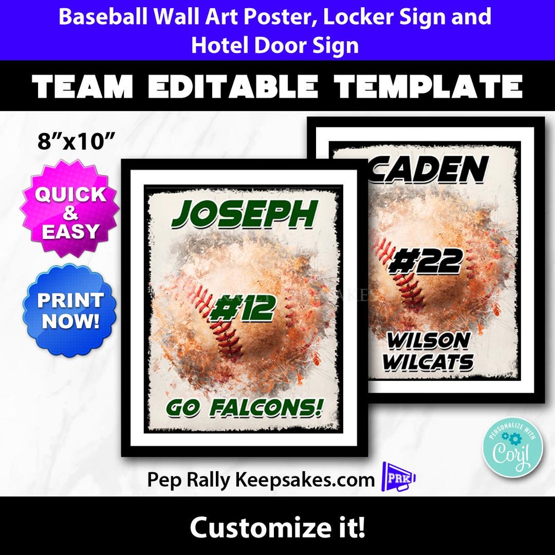 Baseball Locker Sign, Door Sign and Wall Art Poster in Grunge Style to ...