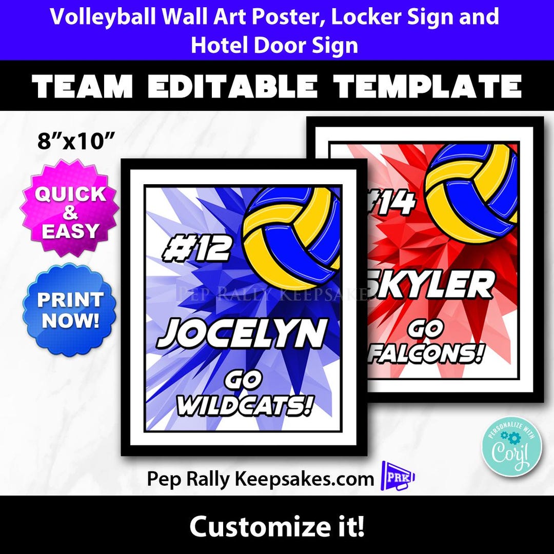 Volleyball Locker Sign, Hotel Door Sign and Wall Art Poster to ...
