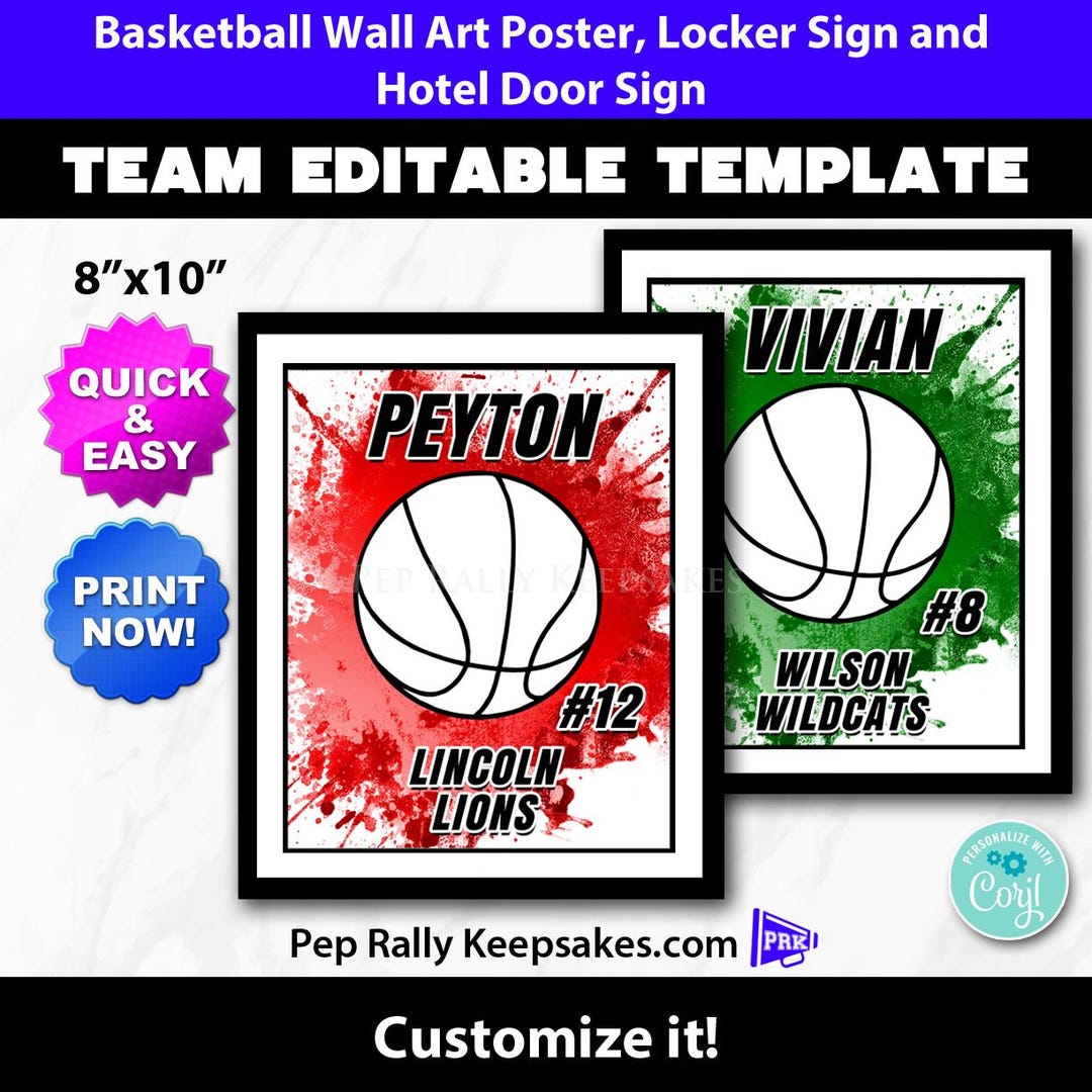 Basketball Locker Sign, Hotel Door Sign and Wall Art Poster in Grunge ...