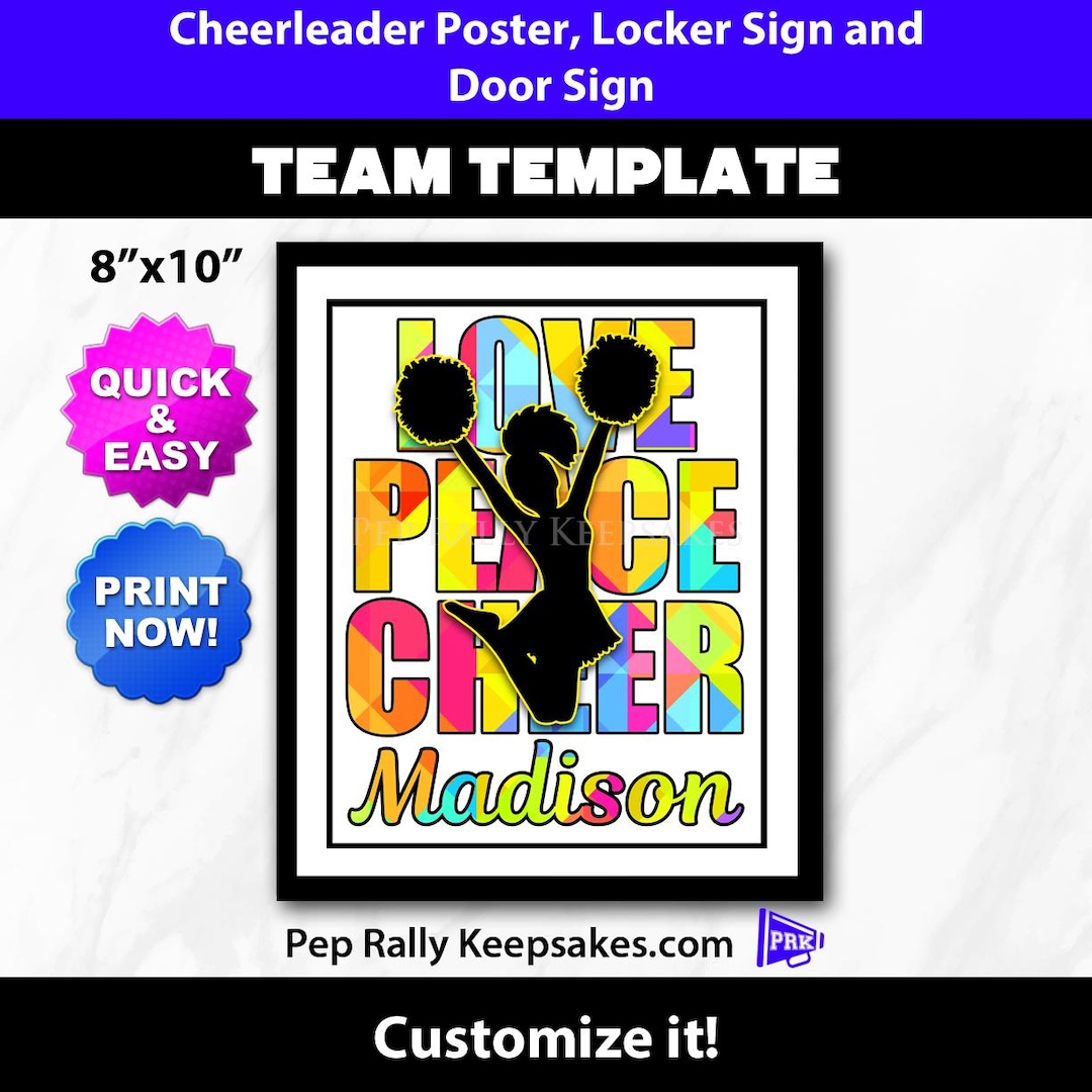 Cheerleader Wall Art Print to Personalize for Cheerleaders Gift ...
