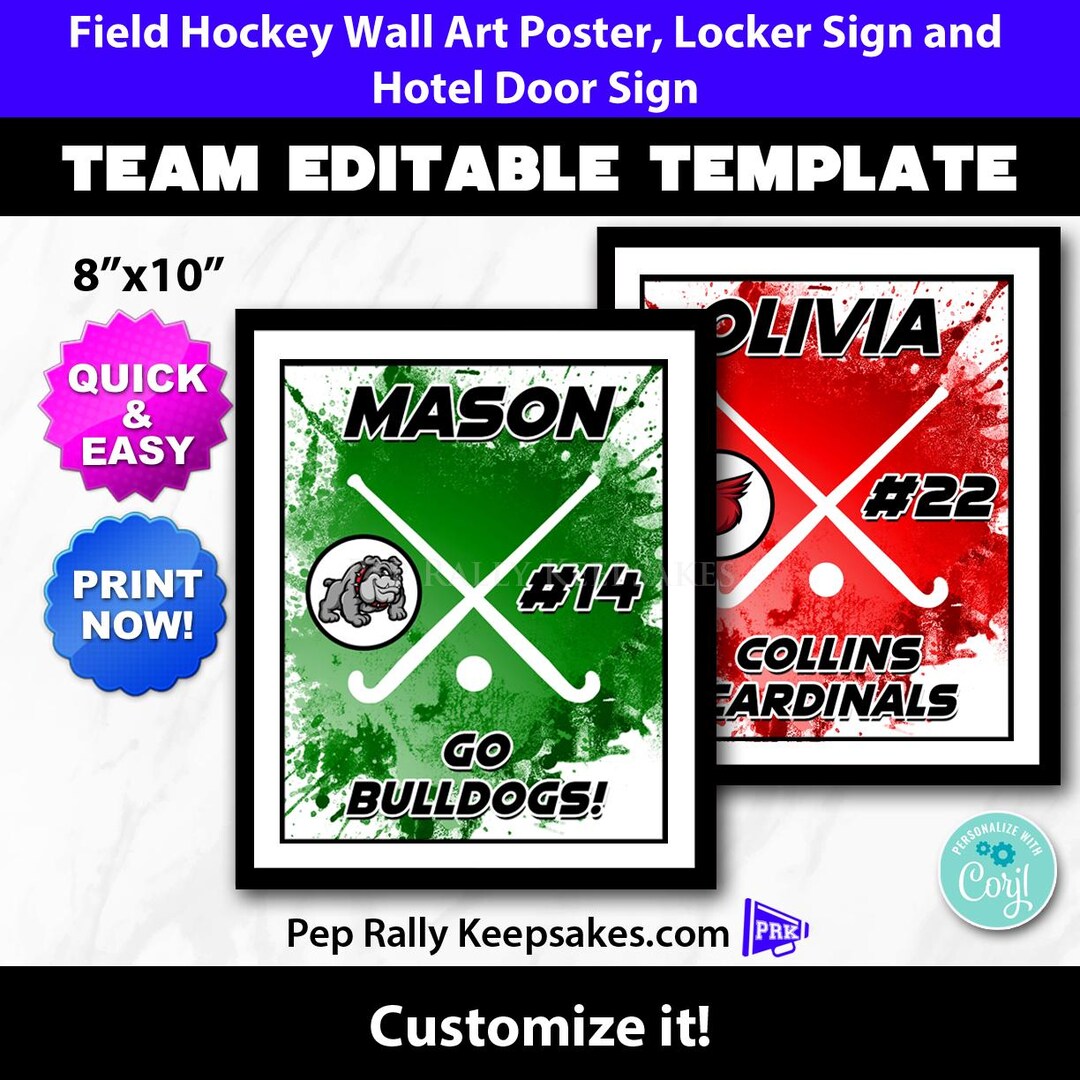 Field Hockey Locker Sign, Hotel Door Sign and Wall Art Grunge Poster to ...