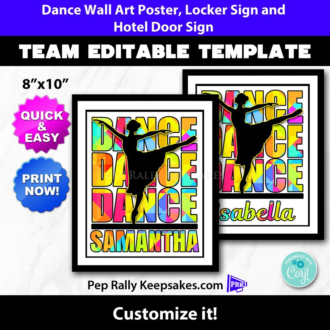 Dancer Locker Sign, Hotel Door Sign and Wall Art Poster With Ballerina ...
