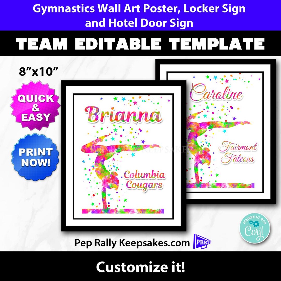 Gymnastics Locker Sign, Hotel Door Sign and Wall Art Poster in ...