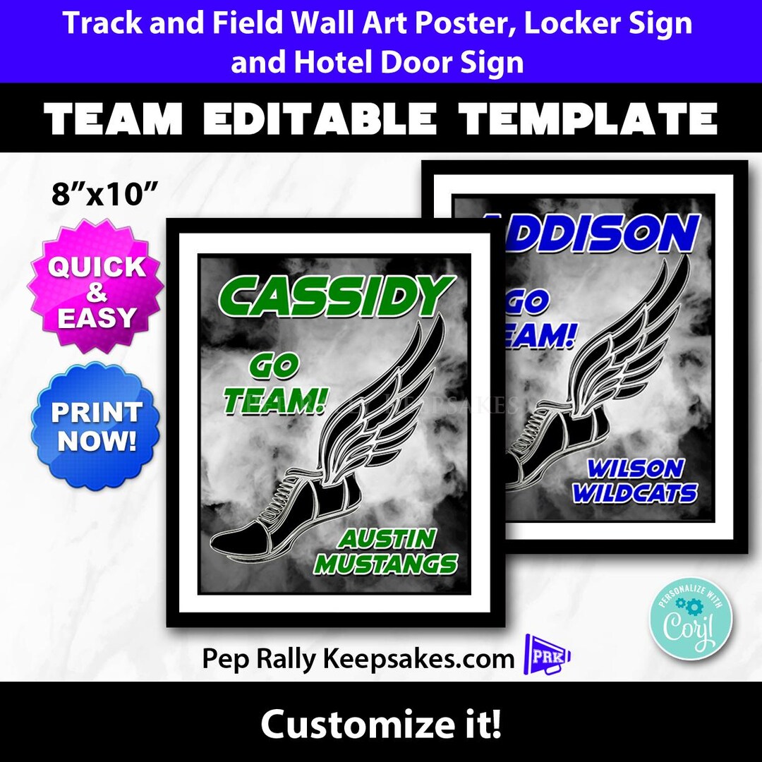 Running Locker Sign, Hotel Door Sign and Wall Art Poster With Wing Shoe ...