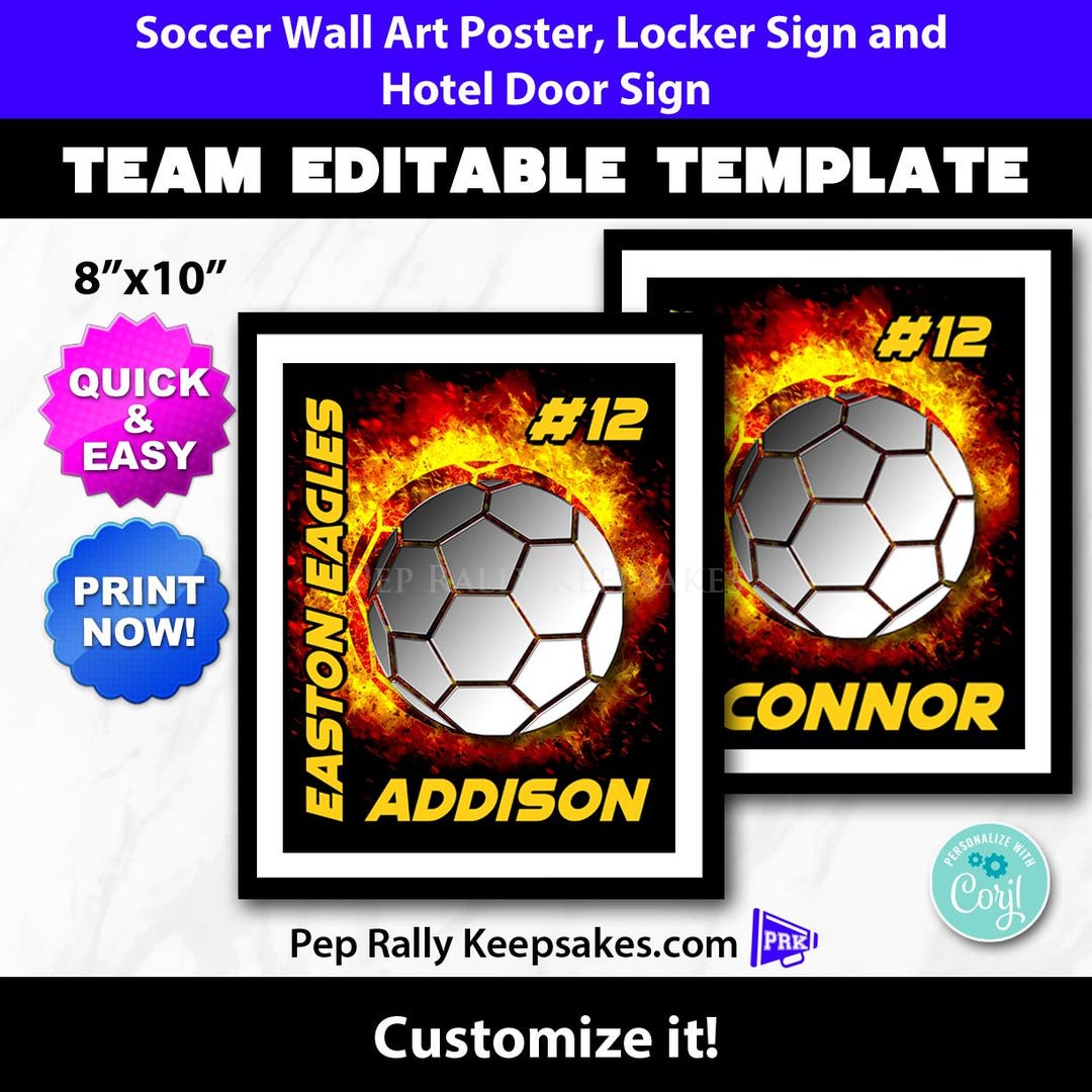 Soccer Lock Sign, Hotel Door Sign and Wall Art Poster With Metal and ...