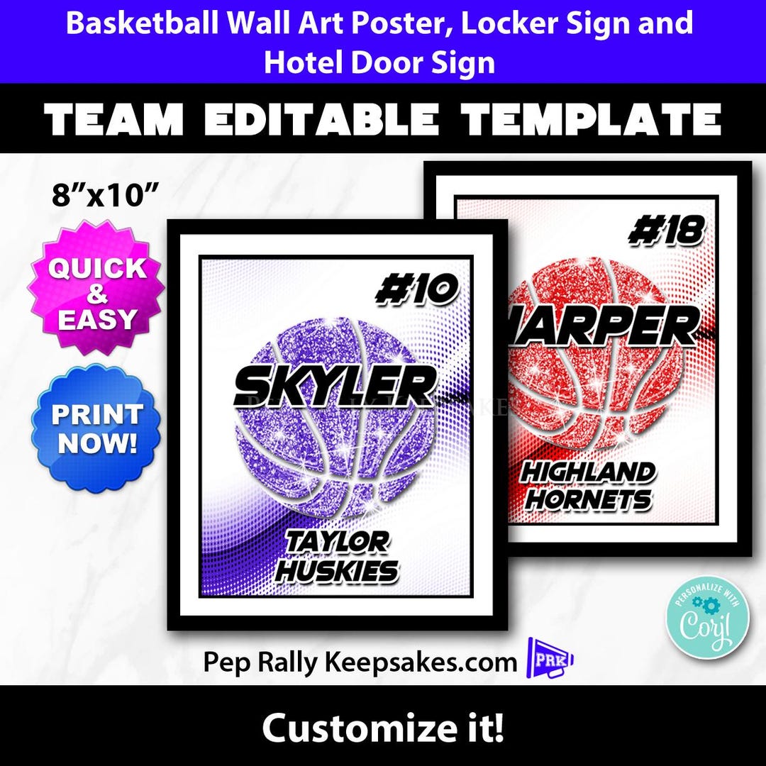Basketball Locker Sign, Hotel Door Sign and Wall Art Poster With Stars ...
