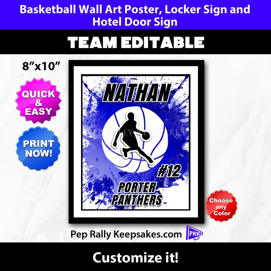 Personalized Basketball Wall Art Print, Basketball Poster, Basketball ...