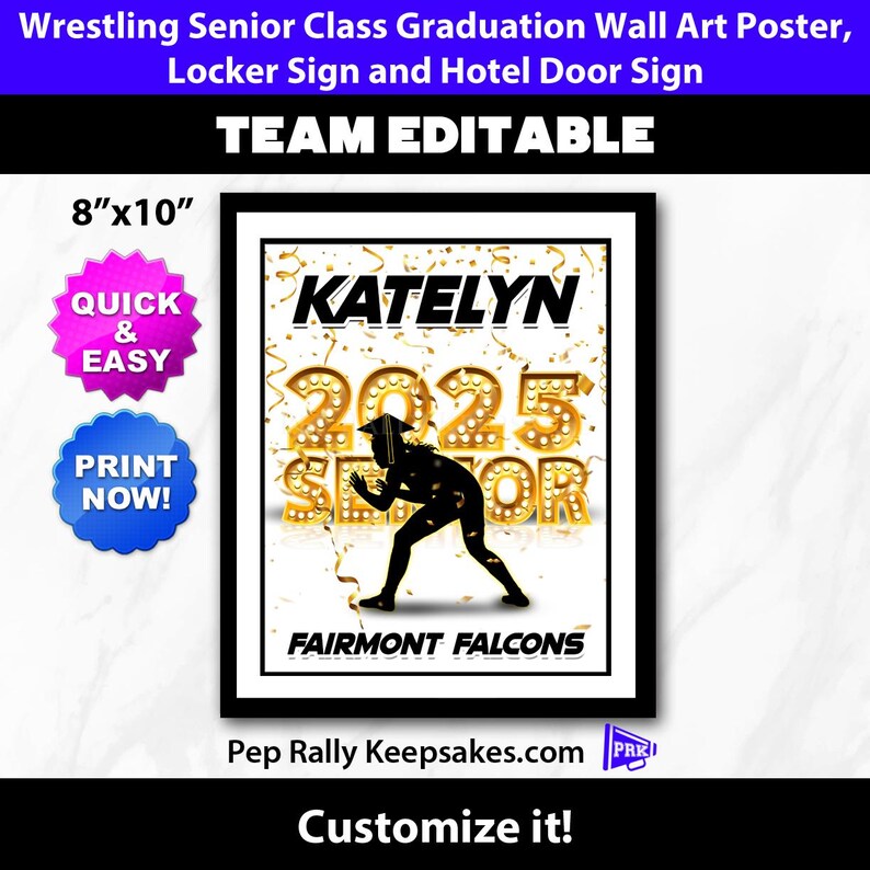 2026 Wrestling Senior Class Locker Sign, Hotel Door Sign and Wall Art ...