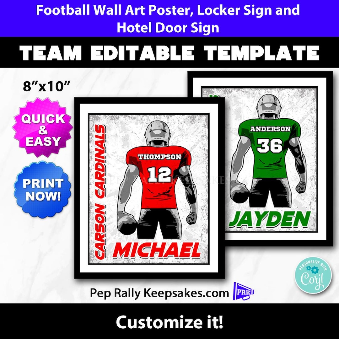 Football Locker Sign, Door Sign and Wall Art Poster With Jersey Shirt ...
