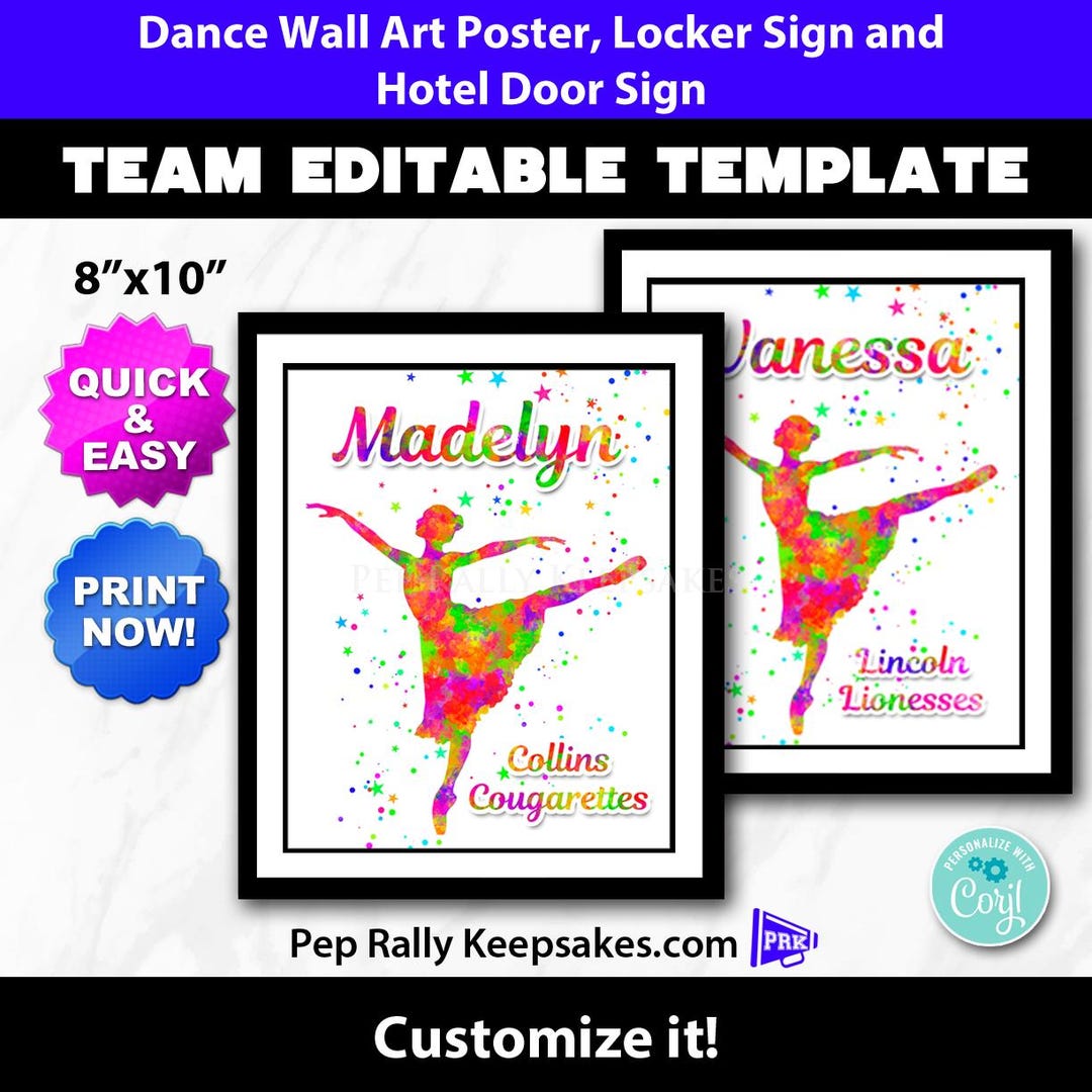 Dance Locker Sign, Hotel Door Sign and Wall Art Poster in Water Color ...