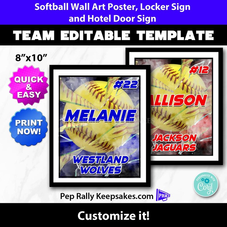Softball Locker Sign, Door Sign & Wall Art Poster With Broken Glass to ...