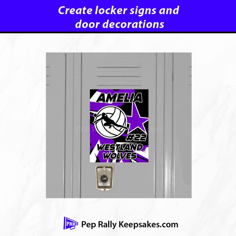 Volleyball Locker Sign, Door Sign and Wall Art Poster With Star to ...