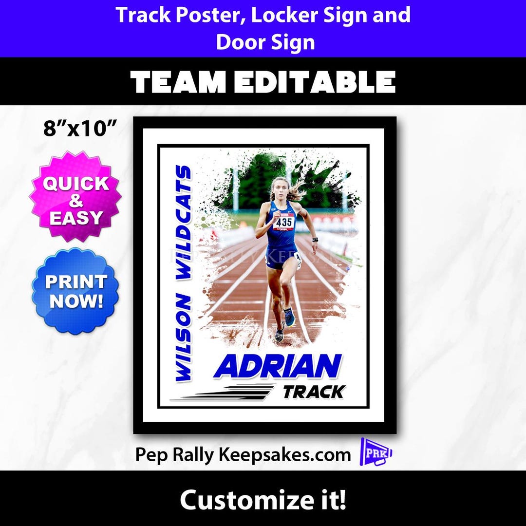 Track Poster With Photo to Personalize for Track Team Gifts, Track Wall ...