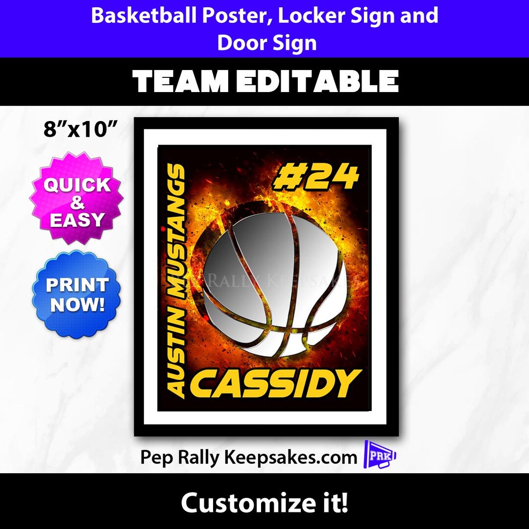 Basketball Poster, Basketball Team Template Wall Art Print to Customize ...
