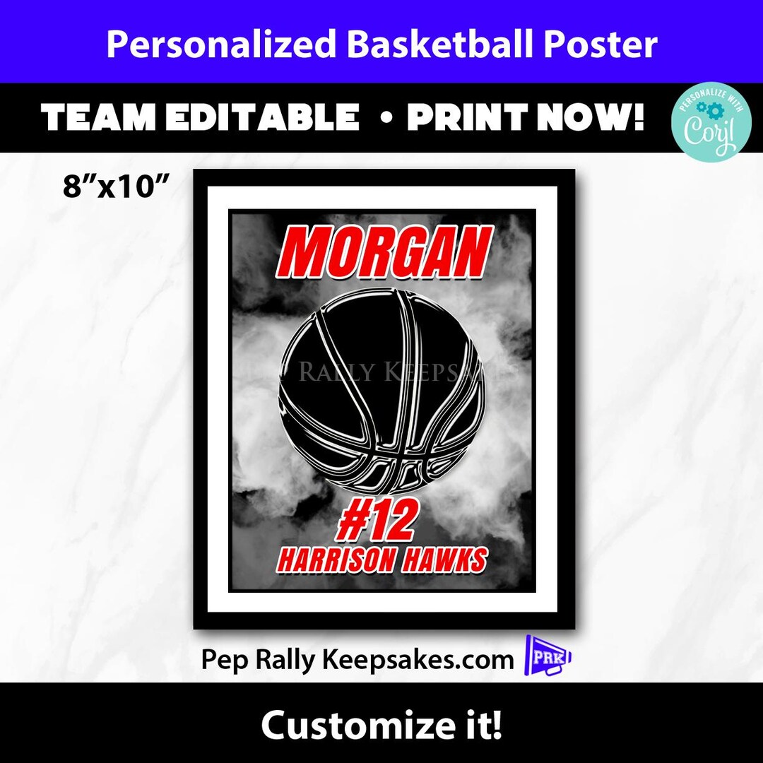 Personalized Basketball Poster Custom Basketball Player Wall Art With ...