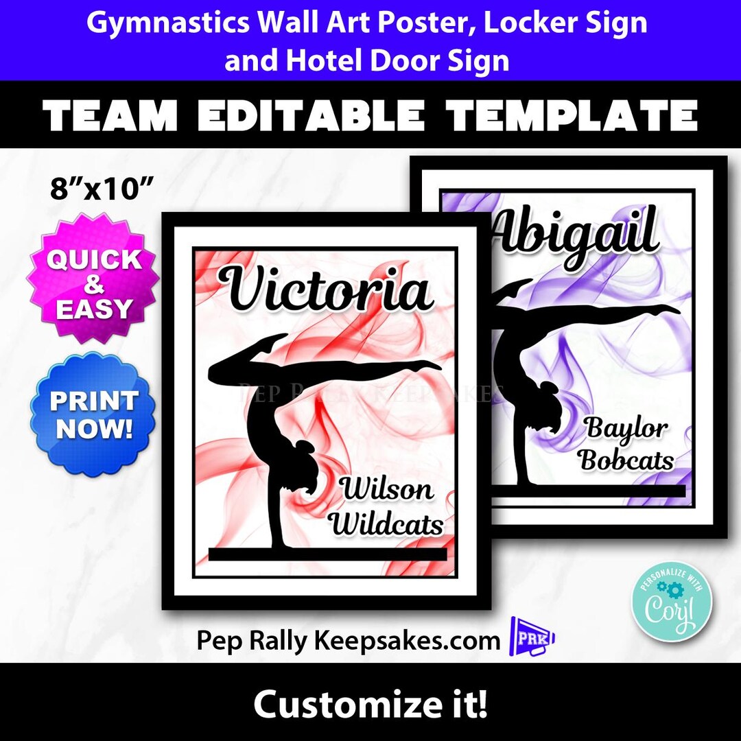 Gymnastics Locker Sign, Hotel Door Sign and Wall Art Poster to ...